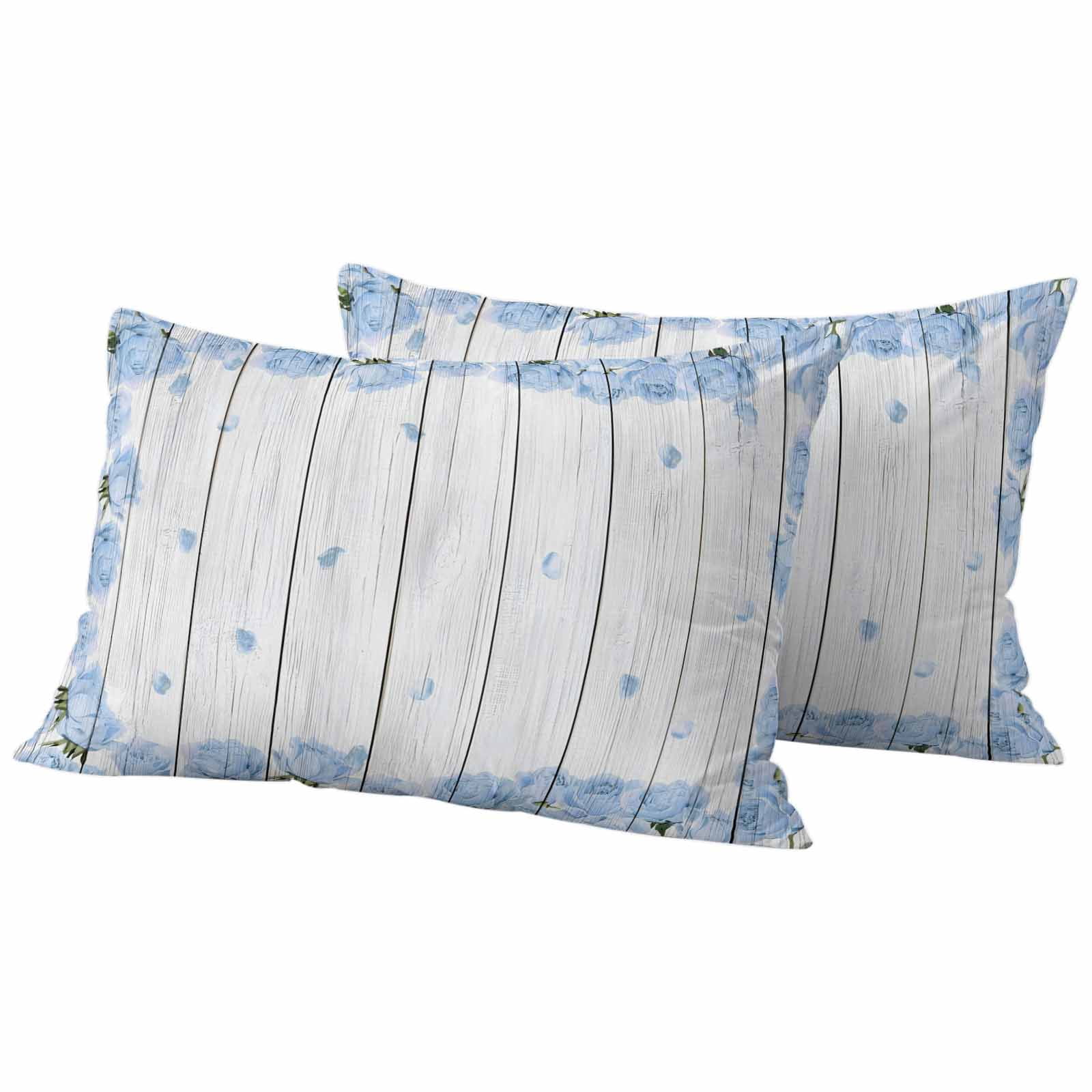 Blue Floral Pastoral Outdoor Waterproof Pillow Covers, Rustic Petals ...