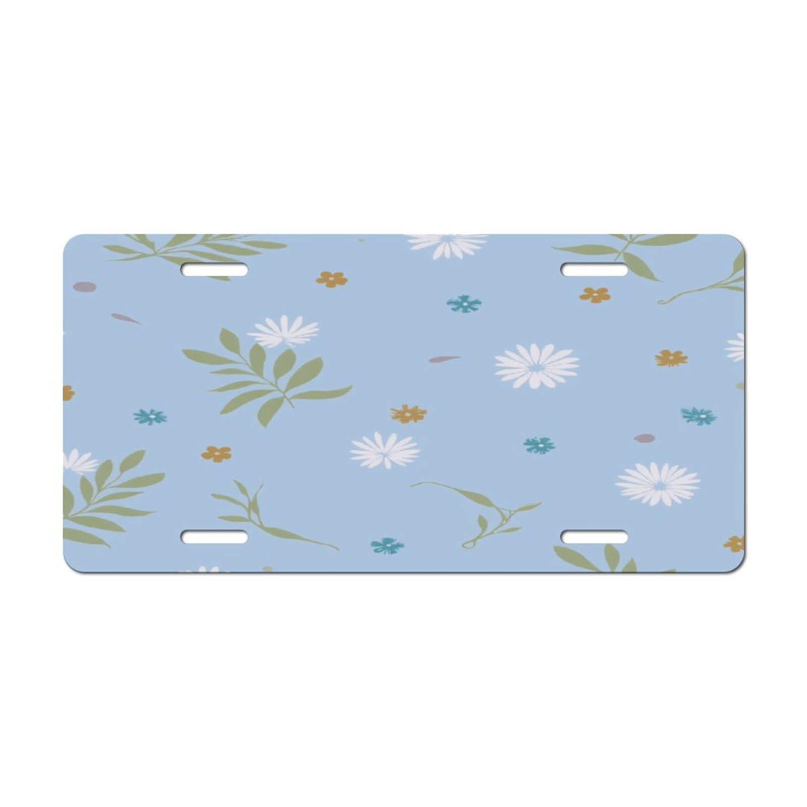 Blue Floral Pattern(1) Car Decorative Front License Plate,Vanity Tag ...