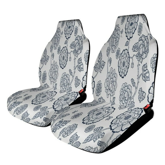 Blue Floral Pattern Background Car Seat Covers Front Seats Universal ...