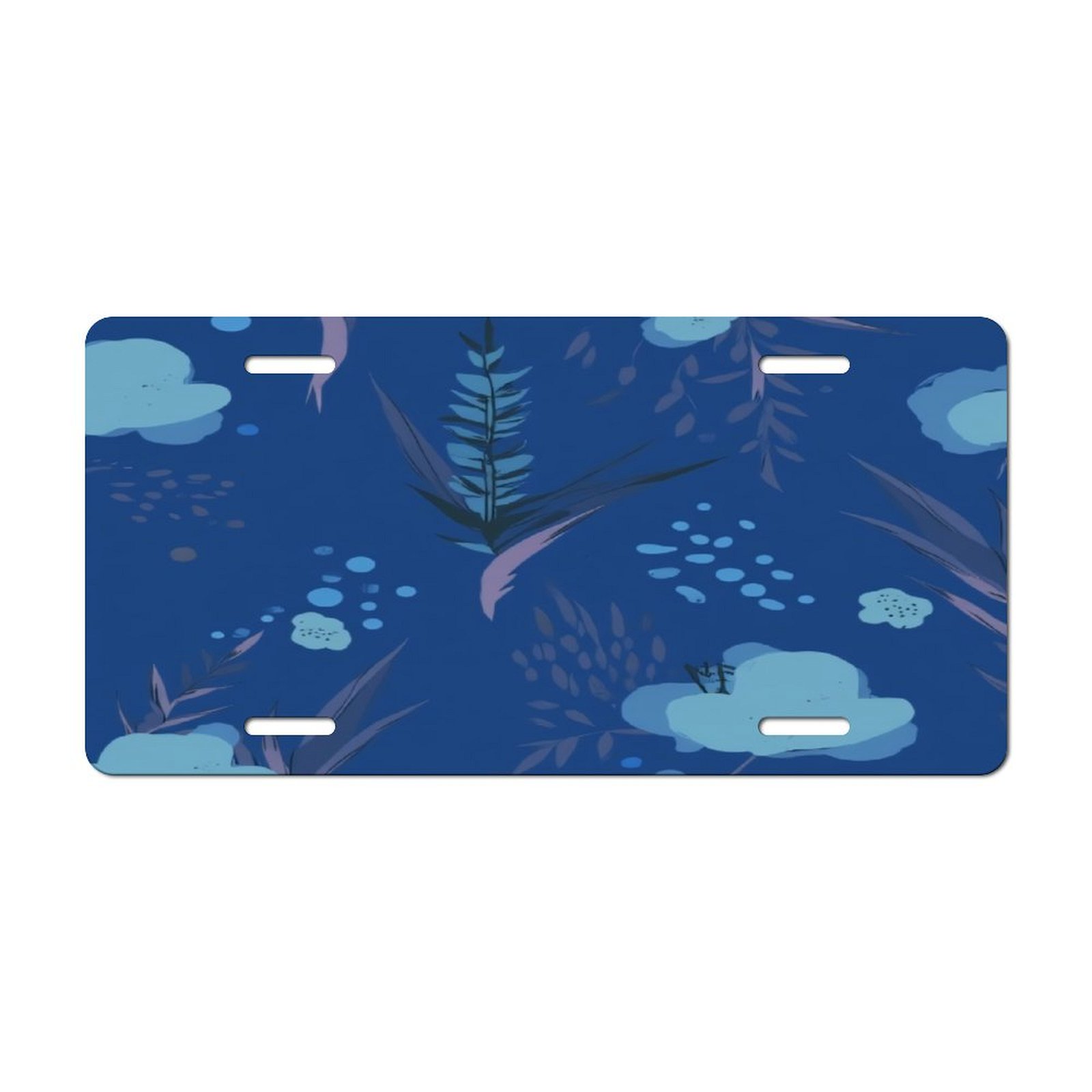 Blue Floral Pattern Car Decorative Front License Plate,Vanity Tag,Metal ...