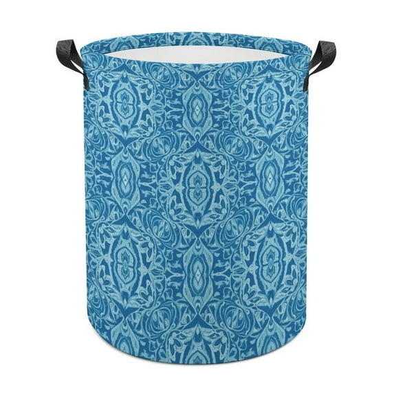 Blue Floral Pattern Design Large Dirty Clothes Hamper Foldable Laundry ...