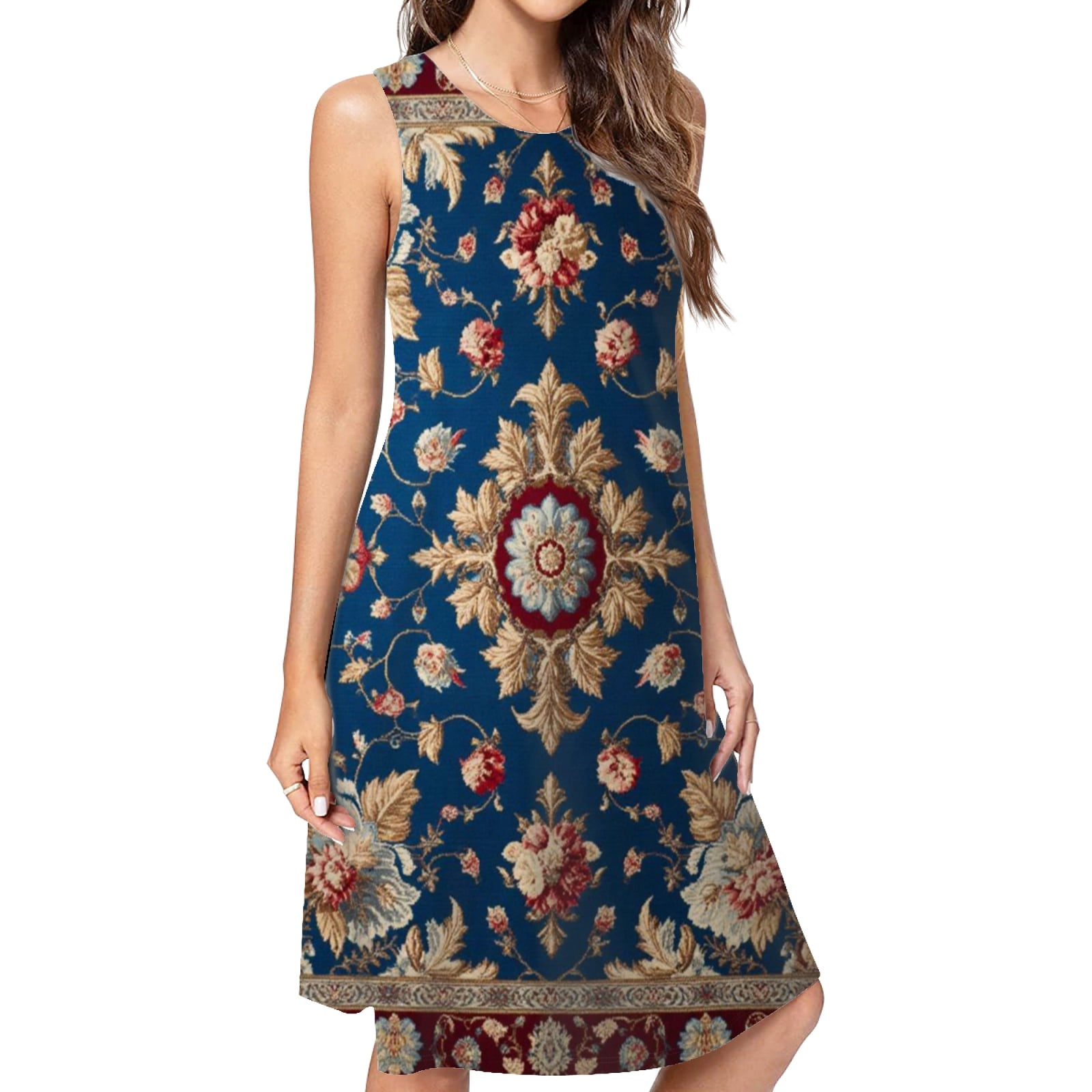 Blue Floral Pattern Dress Elegant Party Dresses Evening Dresses Women ...