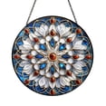 Blue Floral Pattern Glass Suncatcher – Artistic Window Hanging Decor ...