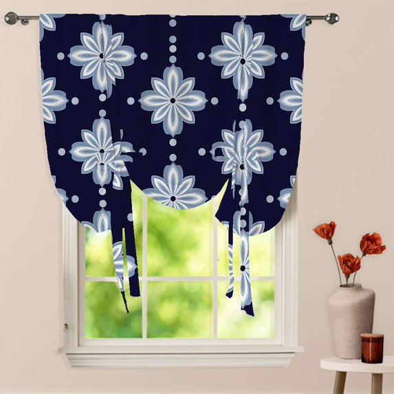 Blue Floral Pattern Repeat Window Curtain for Living Room Roman Curtain ...
