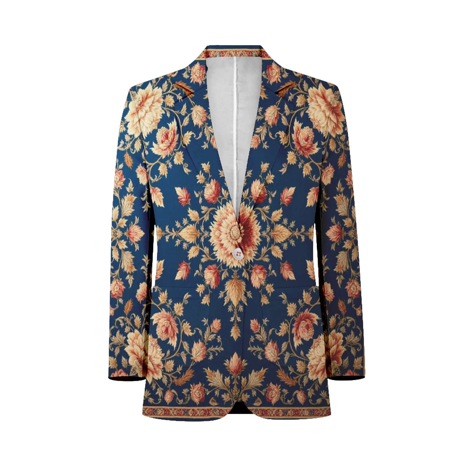 Blue Floral Pattern Square Men Blazers Slim Clothing Summer Jacket Man ...