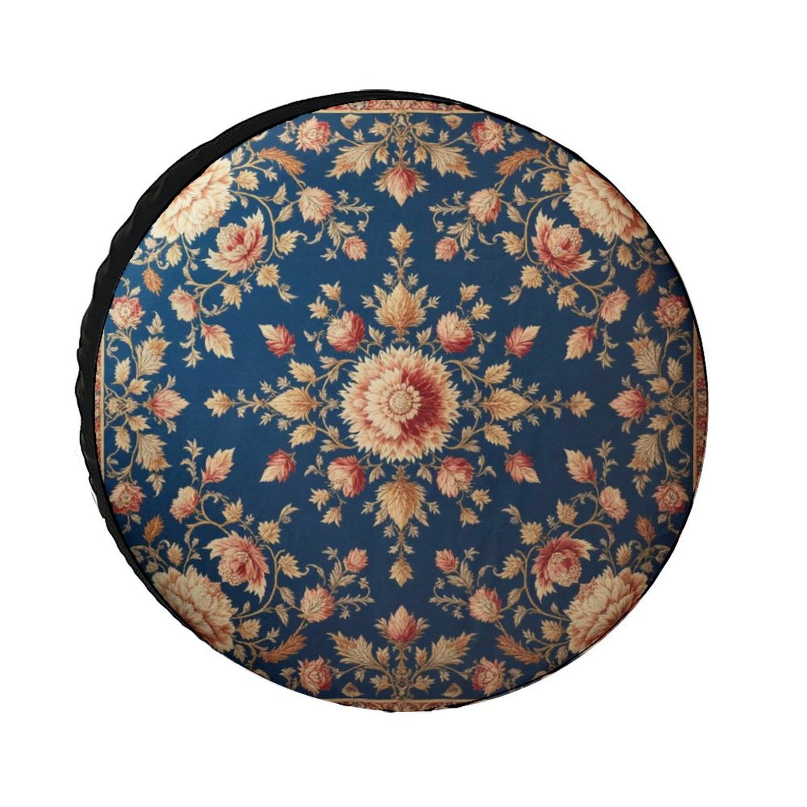 Blue Floral Pattern Square Rug Spare Tire Cover 14-16inch Universal ...