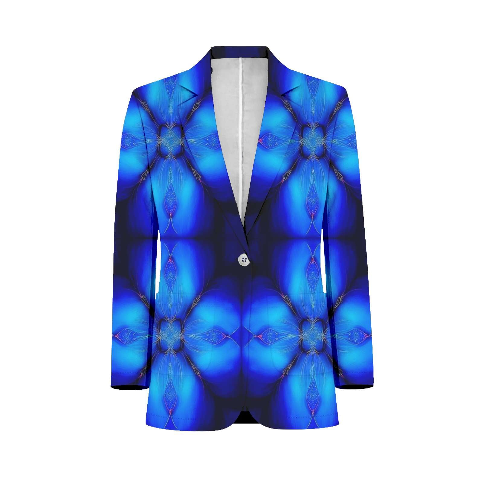 Blue Floral Pattern Symmetric Design Men's Suit Blazer Casual Party ...