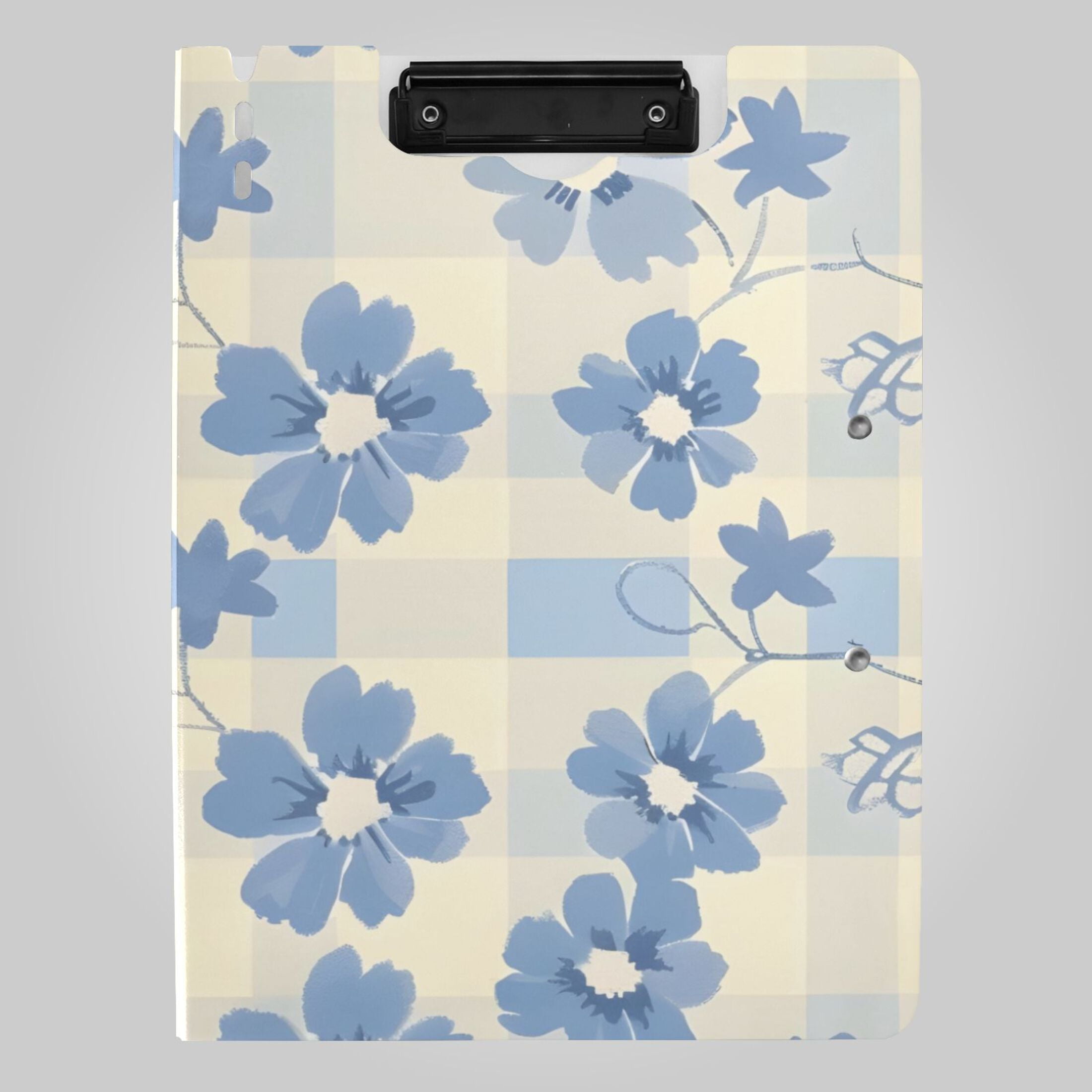 Blue Floral Patterns Foldable Binder Folder Clipboard with Pen Slot ...