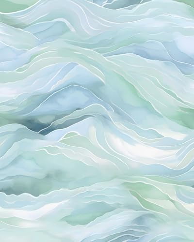 Blue Floral Peel and Stick Wallpaper Boho Leaf Contact Paper Blue Sky ...
