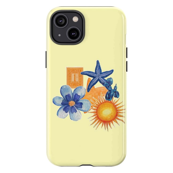 Blue Floral Phone Case, Sun and Starfish Summer Aesthetic for iPhone 17 ...