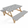 Blue Floral Picnic Table Cover with Bench Covers Vintage Spring Floral ...