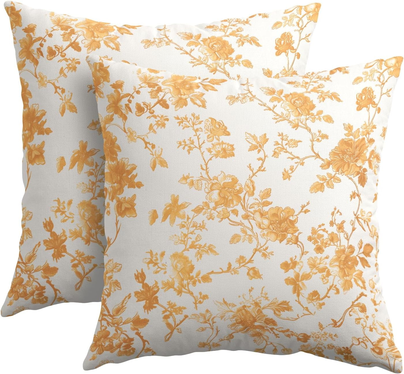 Blue Floral Pillow Covers 18x18 Inch Set of 2 Blue and Cream ...