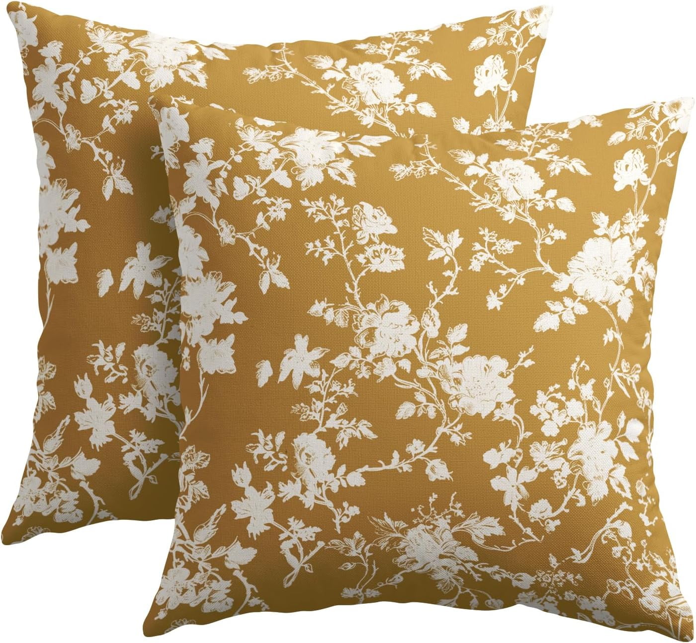Blue Floral Pillow Covers 18x18 Inch Set of 2 Blue and Cream ...