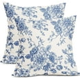 Blue Floral Pillow Covers 20x20 Inch Vintage Flower Blue White ...