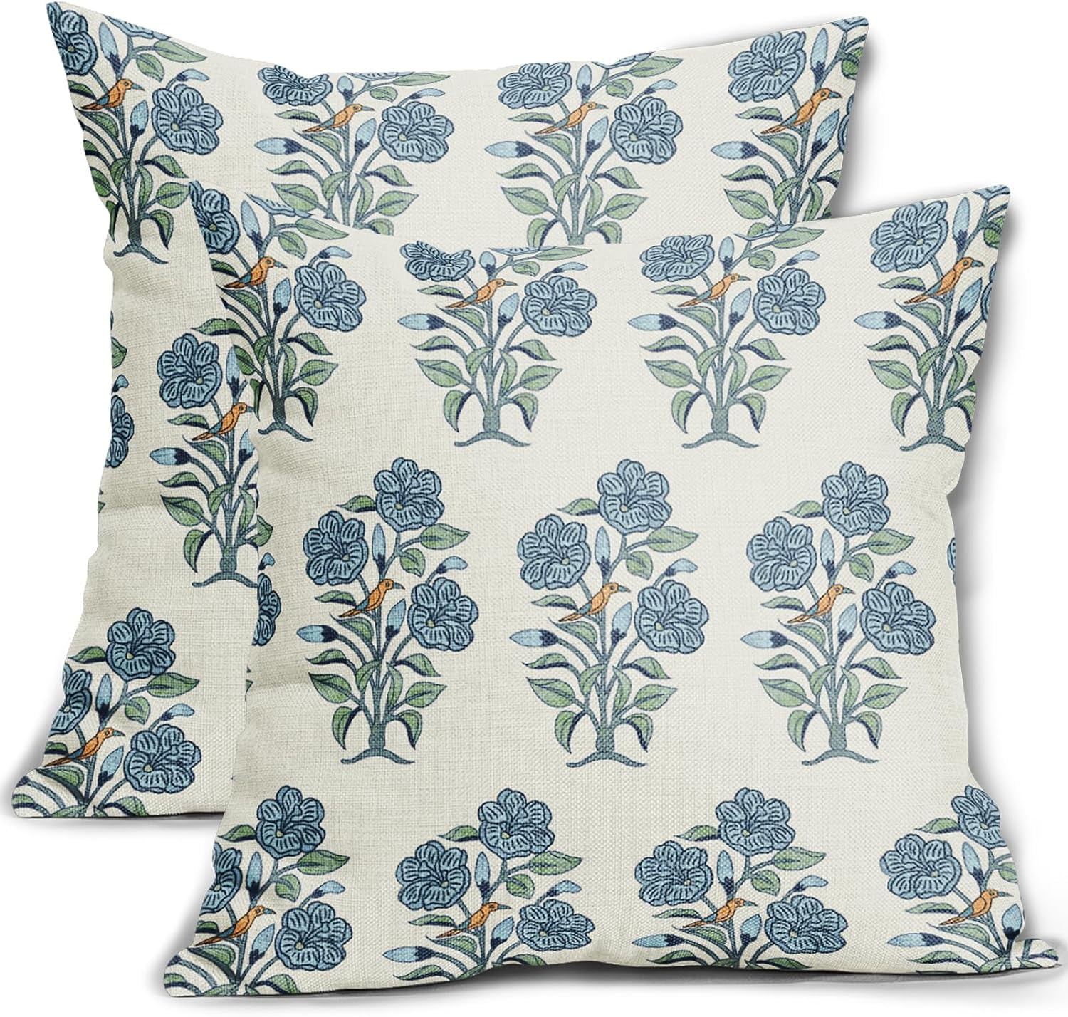 Blue Floral Pillow Covers 20x20 Set of 2 Rustic Light Blue Green ...
