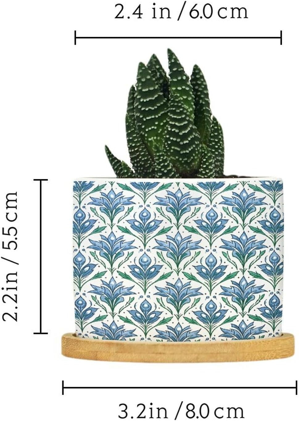 Blue Floral Planter Ceramic Mughal Flower Round Flower Pot With ...