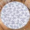 Blue Floral Round Fitted Tablecloth with Elastic Edge Vintage Flower ...