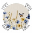 Blue Floral Round Tablecloth for 55-60 Inch Tables,Fitted Table Cover ...