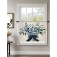 Blue Floral Sheer Curtains 45 Inch Long 1 Panel Pastoral Eucalyptus ...