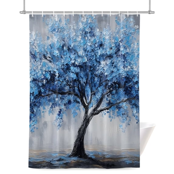 Blue Floral Shower Curtain, Classical Flower Botanical Abstract Modern ...