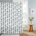 Blue Floral Shower Curtain, Country Watercolor Pastoral Classic Flowers ...