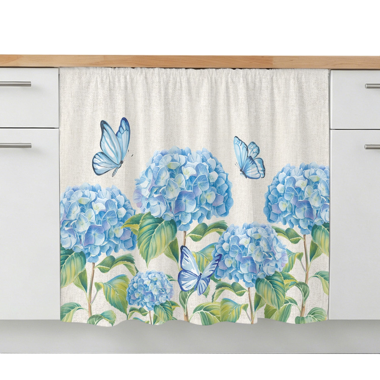 Blue Floral Sink Skirt 10"W x 11"L,Dustproof Under Sink Curtain Skirt ...