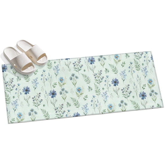 Blue Floral Spring Hallway Runner Rug 2x6 Washable Non Slip Kitchen ...