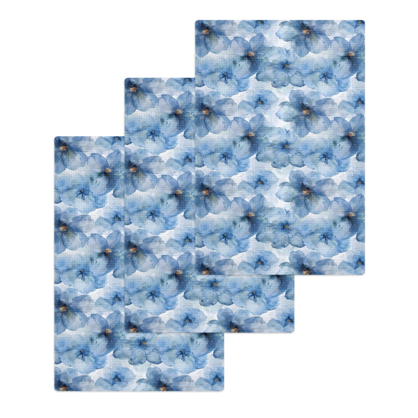 Blue Floral Spring Kitchen Dish Towels for Drying Dishes Set of 3 ...