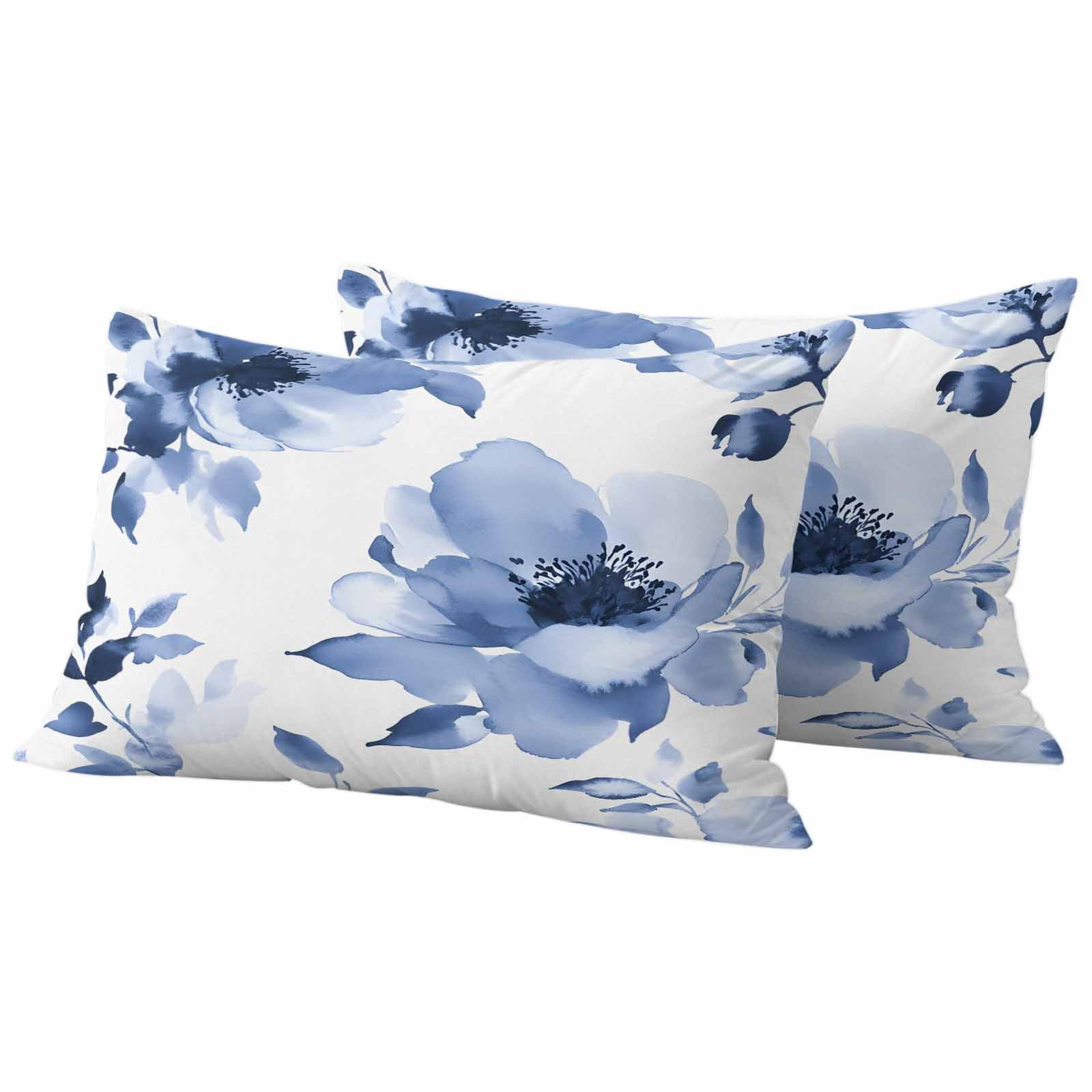 Blue Floral Spring Outdoor Pillow Covers 20"x12" Set of 2,Waterproof ...