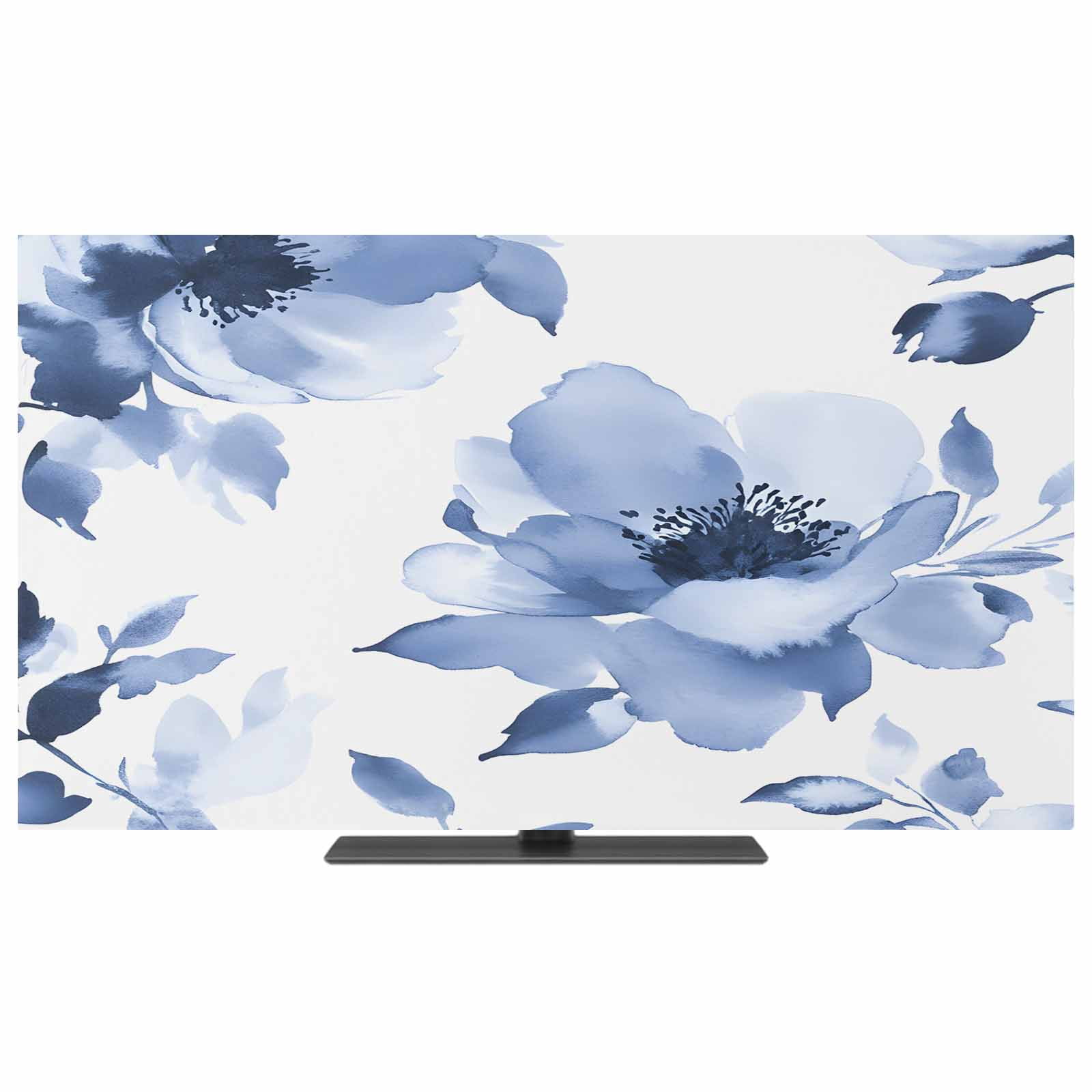 Blue Floral Spring TV Dust Cover,Stretchable TV Screen Desktop Computer ...