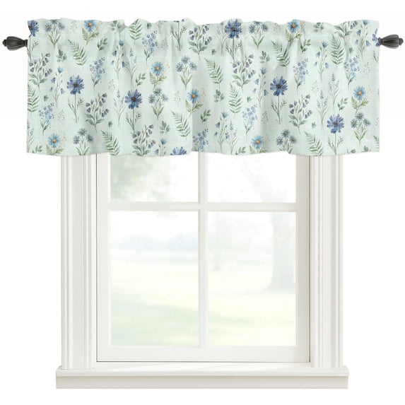 Blue Floral Spring Valances for Windows Farmhouse Kitchen Curtains ...