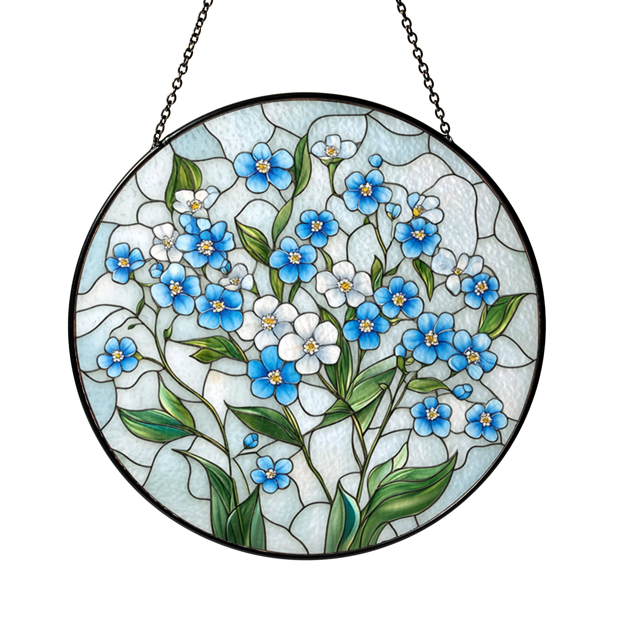 Blue Floral Stained Glass Suncatcher – Botanical Window Decor - Walmart.com