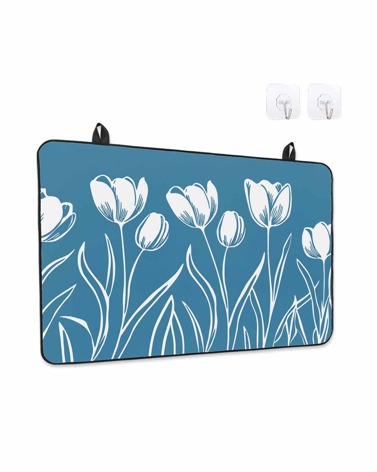 Blue Floral Stove Top Covers for Electric Stove, Kitchen Glass Ceramic ...