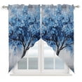 Blue Floral Swag Curtain Valance for Window 2 Panels Classical Flower ...
