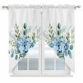 Blue Floral Swag Curtain Valance for Window 2 Panels Pastoral ...