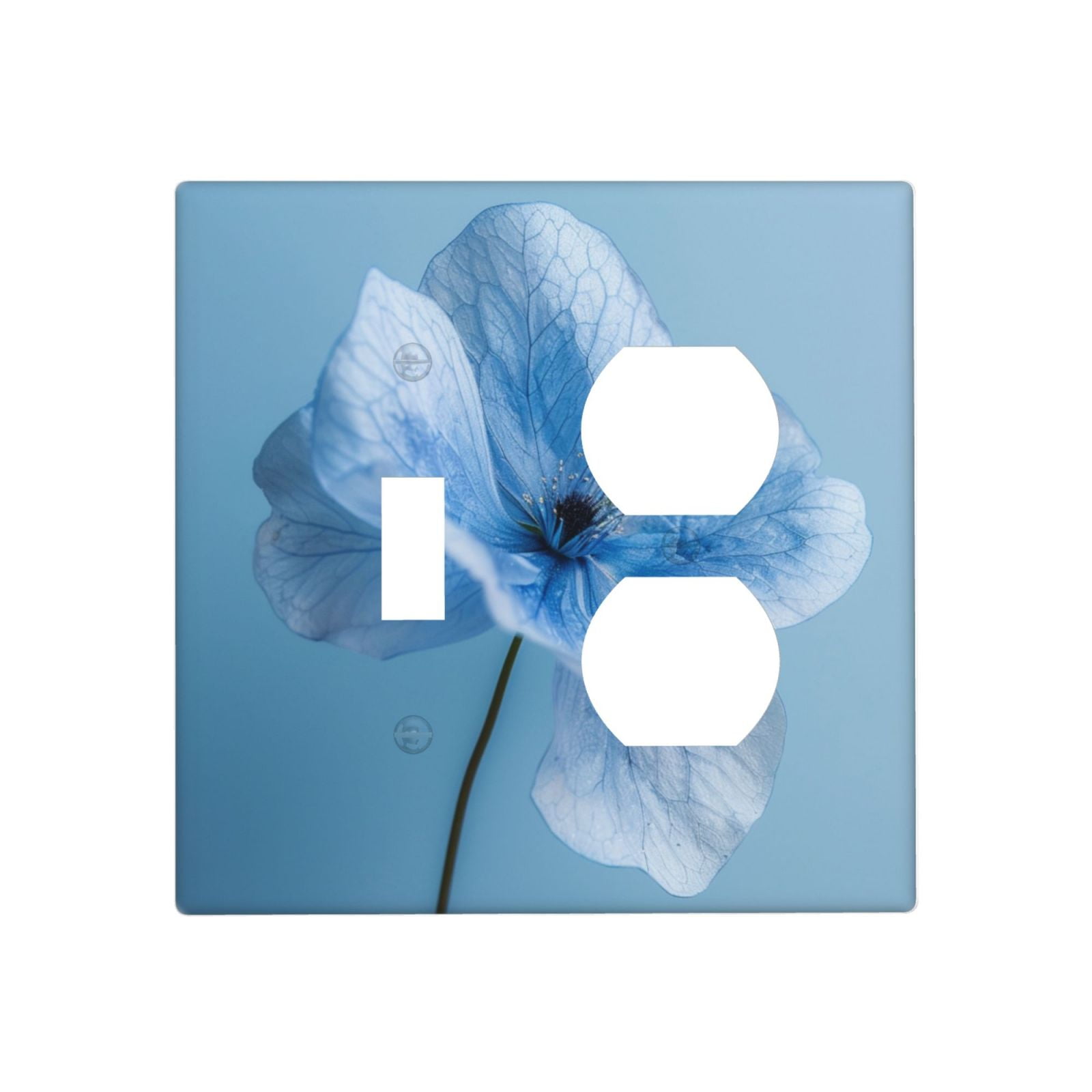 Blue Floral Switch Cover Decorative Wall Plate / 2-Gang 1-Toggle 1 ...