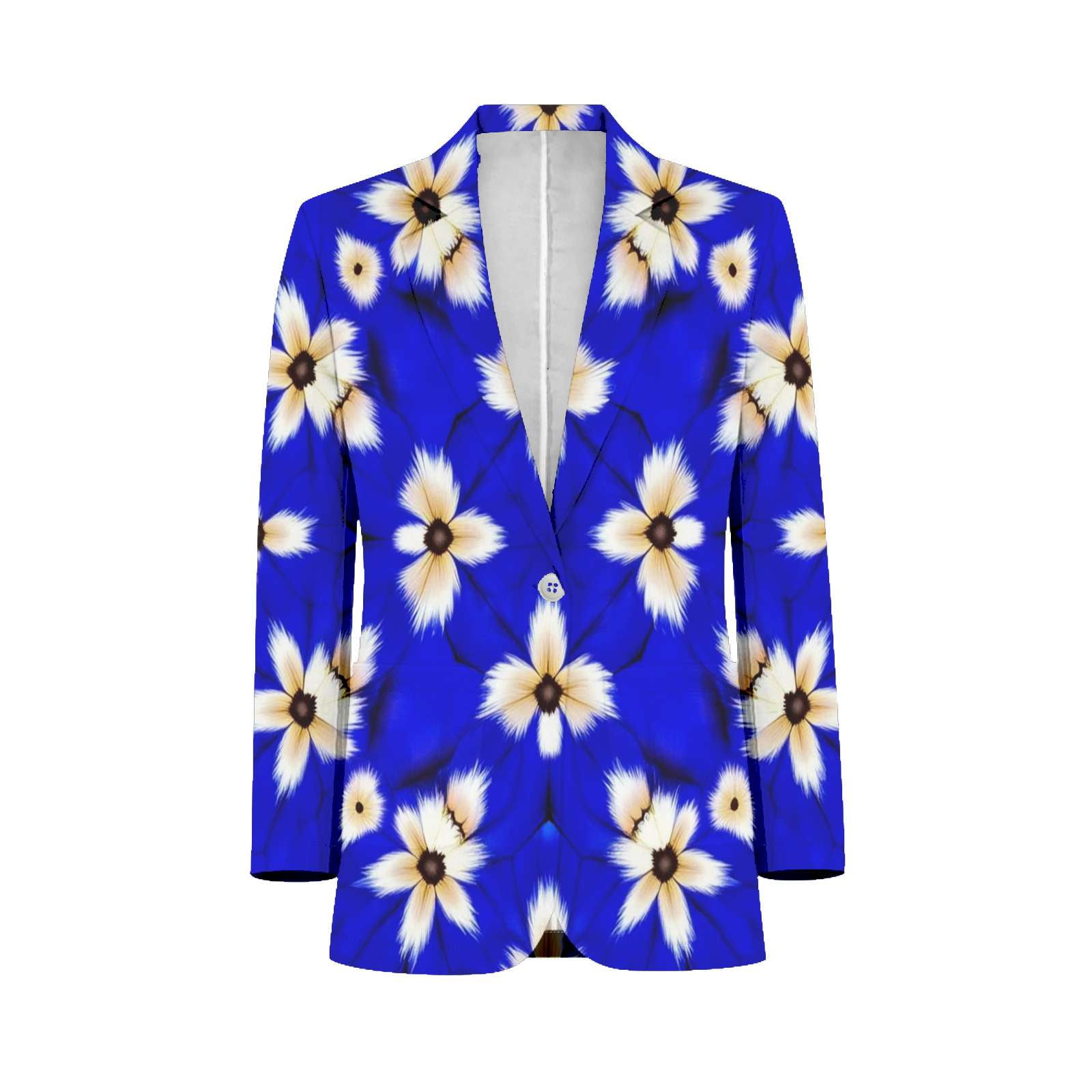 Blue Floral Symmetrical Design Customized Men's Suits full man Shawl ...