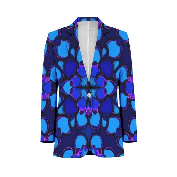 Blue Floral Symmetrical Pattern Customized Men's Suits full man Shawl ...