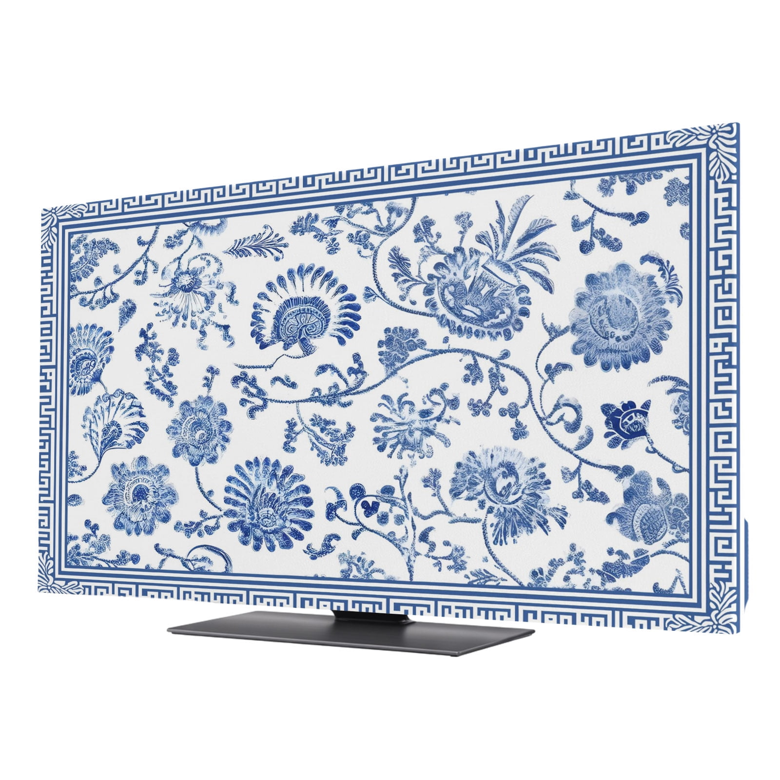 Blue Floral TV Cover for 24 Inch Screen,Stretch Fabric Dustproof TV ...