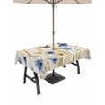 Blue Floral Table Cloth Rectangle Outdoor Tablecloth, Yellow Flower ...