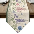 Blue Floral Table Runner Linen Burlap Table Runner 108 Inches Long ...