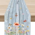 Blue Floral Table Runner, Spring Summer Wildflower Seasonal Butterfly ...