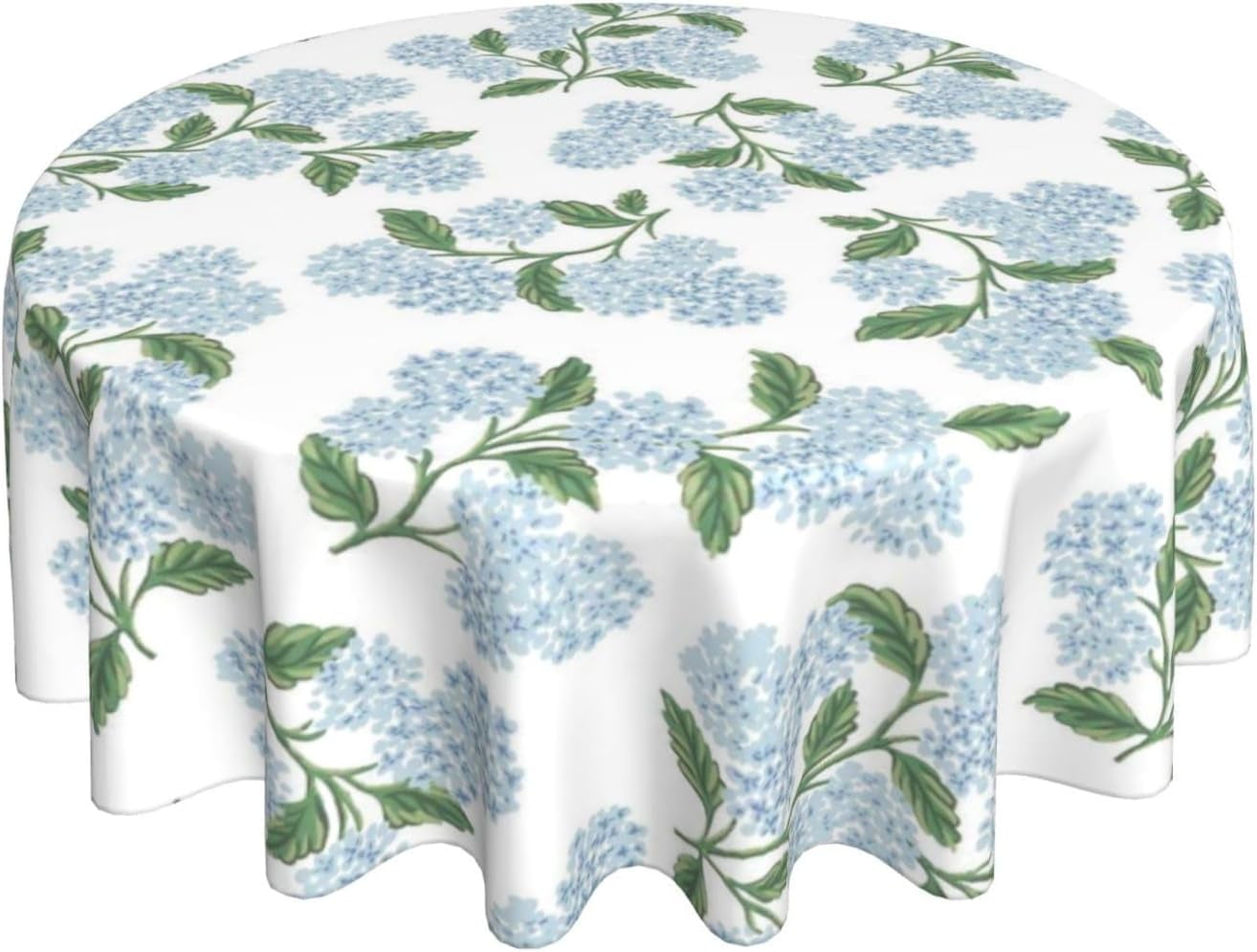 Blue Floral Tablecloth Round 70 Inch Vintage Hydrangea Flower Table ...