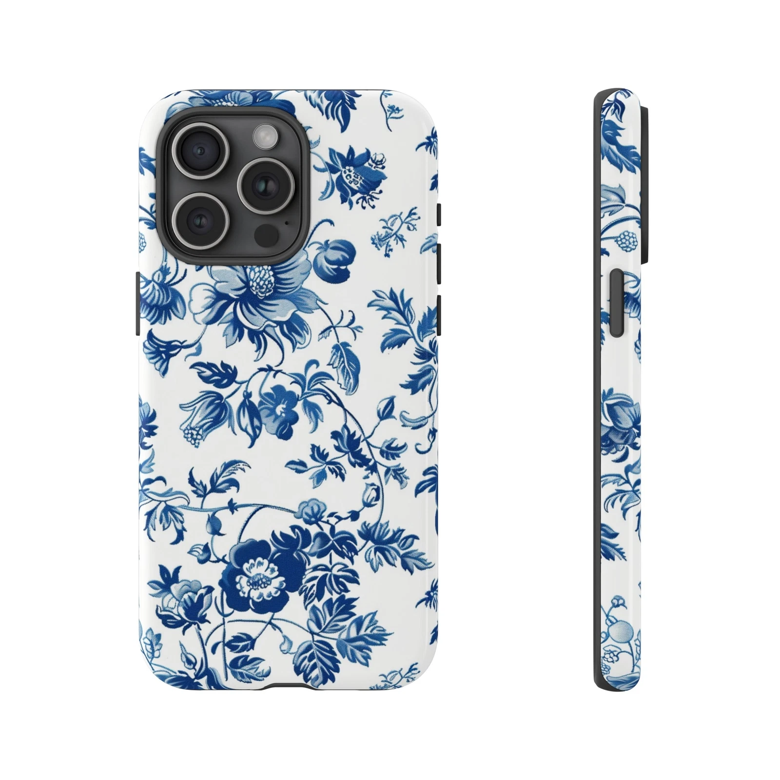 Blue Floral Toile French Art Phone Case for iPhone Case 17 through 11 ...