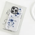 Blue Floral Tough Phone Case, Minimalist Elegant Flower Protective ...