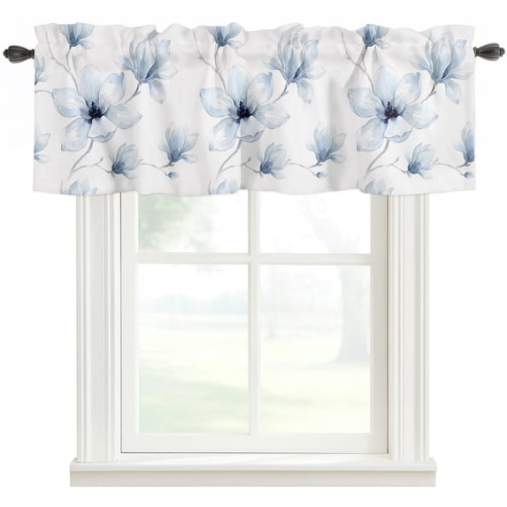 Blue Floral Valances for Windows Farmhouse Kitchen Curtains Valances ...