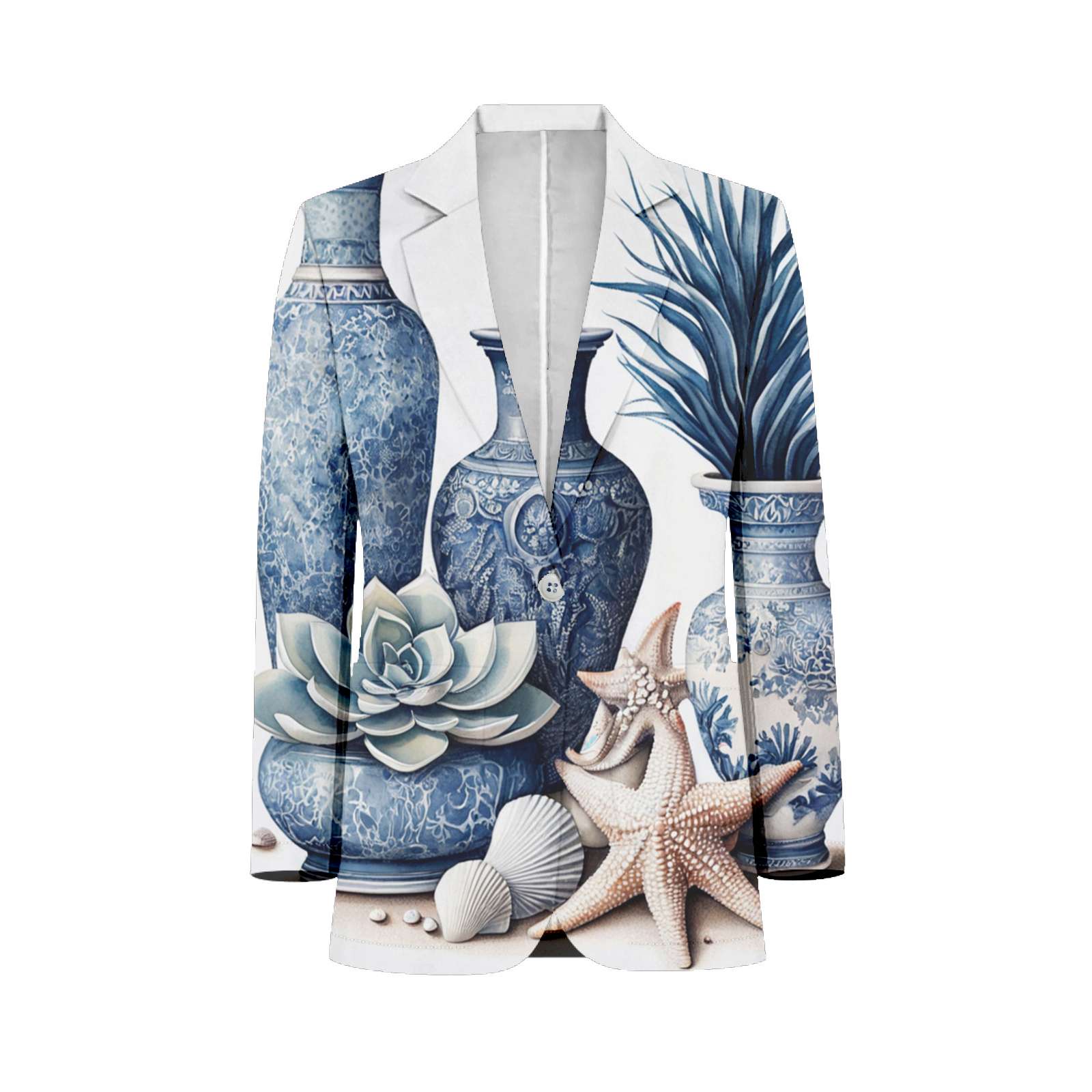 Blue Floral Vase Set Men's Suit Blazer Casual Party Wear Slim Fit Suit ...