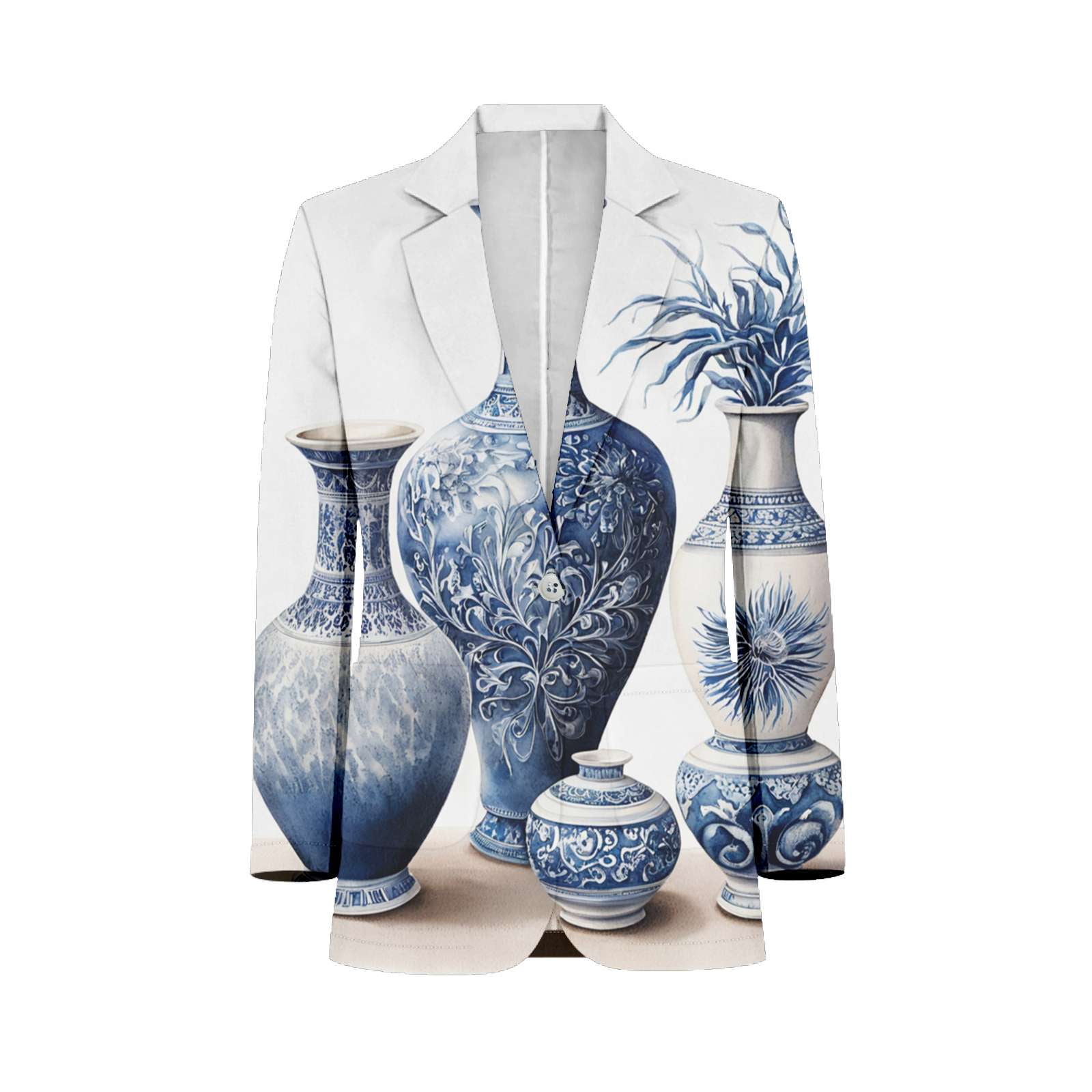 Blue Floral Vase Set Mens Suits Shawl Collar Slim Fit Suit Mens Groom ...