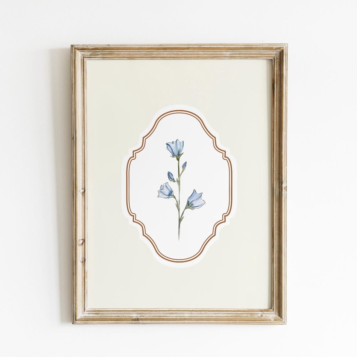 Blue Floral Vertical Illustration Print Trendy Decor Nursery Decor ...