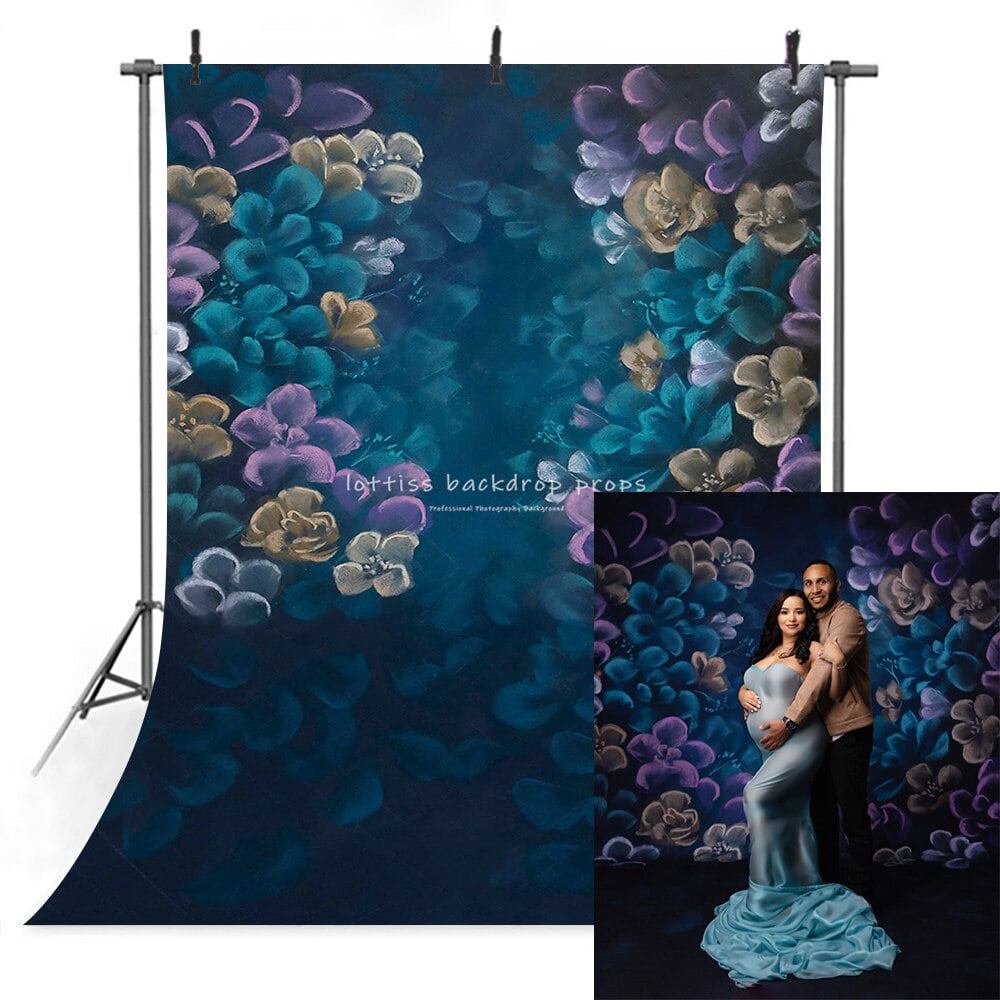 Blue Floral Vintage Abstract Flowers Photography Backdrops Newborn Baby ...